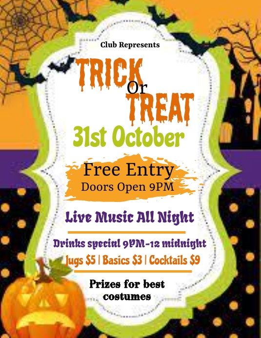 halloween, trick or treat, halloween party Template | PosterMyWall