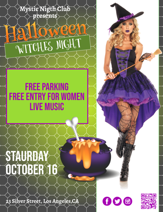 Halloween, Witches' Night Template | PosterMyWall