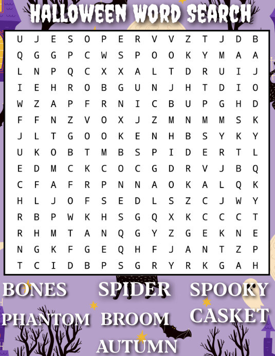 Halloween | Word Search | Activity | Sheet Templat | PosterMyWall