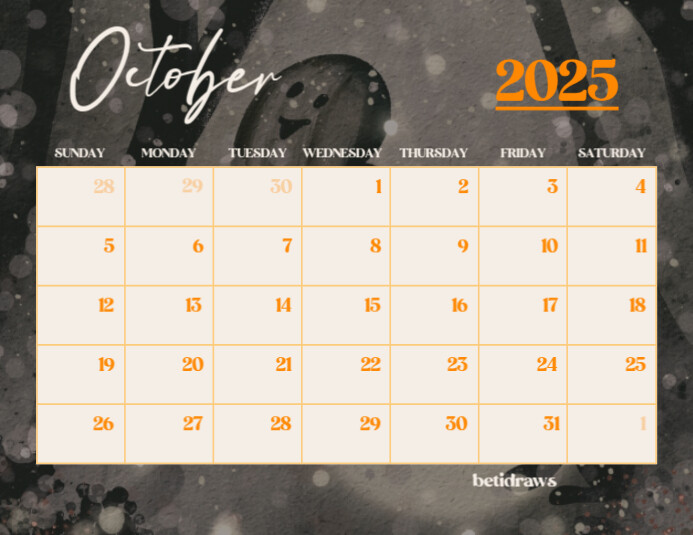 Copy of Halloween 2025 October Calendar | PosterMyWall