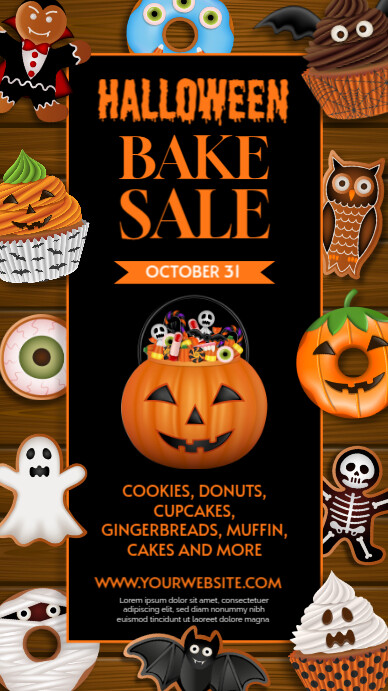 halloween bake sale flyer with sweets Template | PosterMyWall