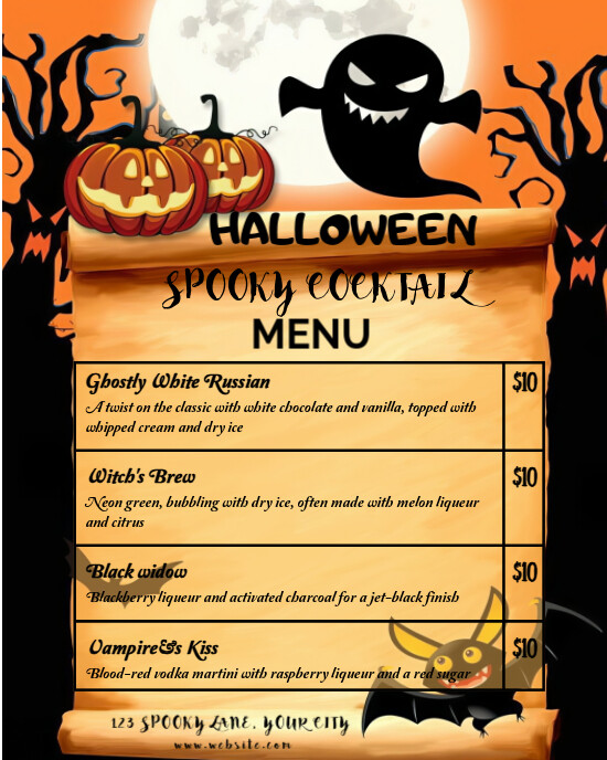 Halloween bar menu Template | PosterMyWall