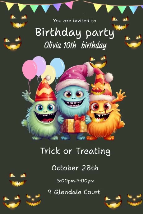 halloween birthday party Template | PosterMyWall