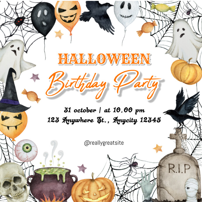 Halloween Birthday Party Template | PosterMyWall