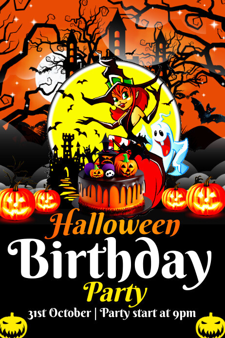 halloween birthday party flyer Template | PosterMyWall