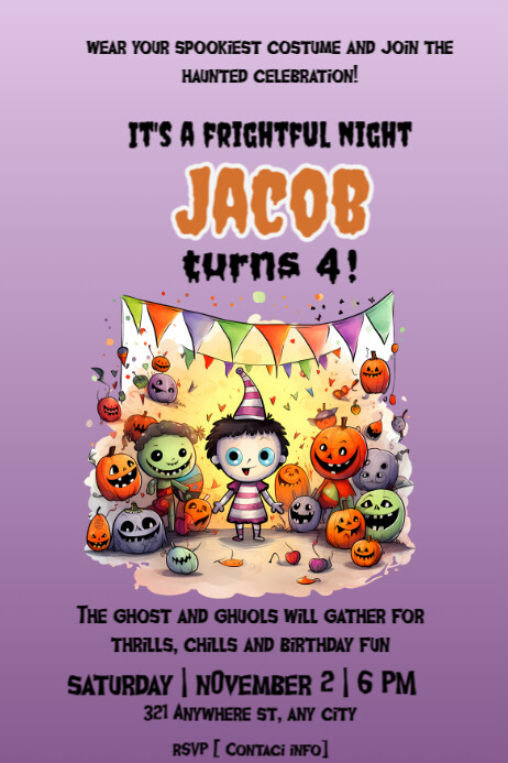 Halloween Birthday party poster Template | PosterMyWall