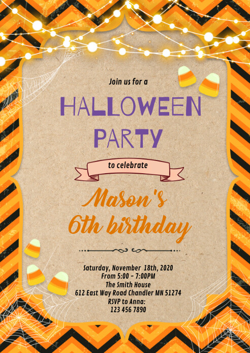 Halloween candy birthday invitation Template | PosterMyWall