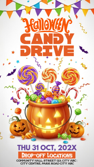Plantilla de Halloween Candy Drive | PosterMyWall