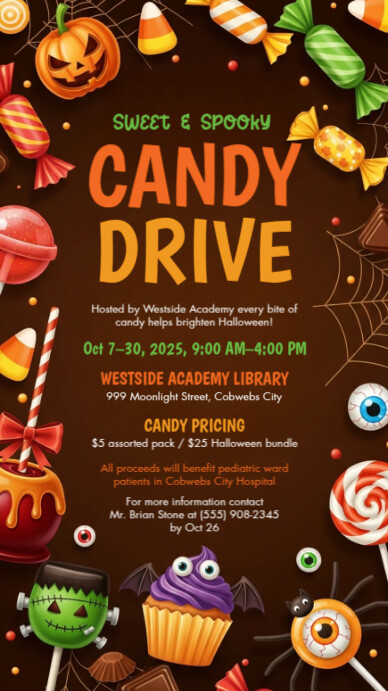 Copy of Halloween Candy Drive Instagram Story | PosterMyWall