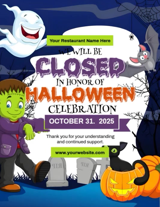 Halloween Close Announcement Template | PosterMyWall