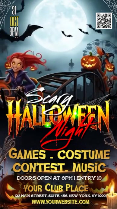 Halloween Club Night Party Instagram Story Template | PosterMyWall