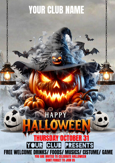 Halloween club party ad flyer Template | PosterMyWall