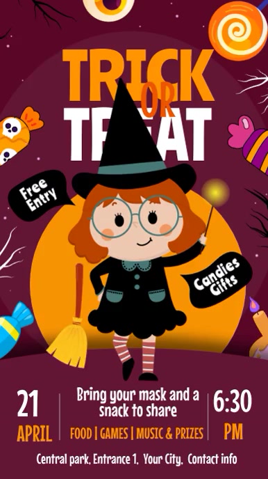 Copy of Halloween costume party ,trick or treat | PosterMyWall