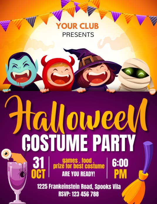 Halloween Costume Party Flyer Templates - Evelynmercy.com
