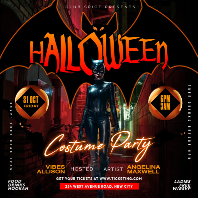 Halloween Costume Party Instagram Post editable flyer template ...