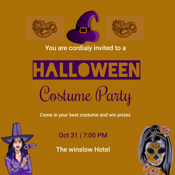 Copy of halloween costume party invite instagram post | PosterMyWall