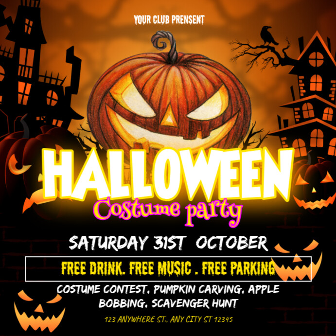 Halloween costume party post Template | PosterMyWall