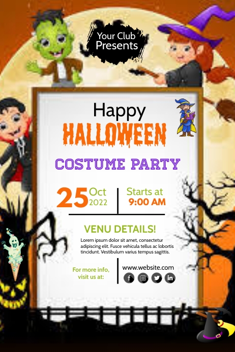 halloween costume party poster (1) Template | PosterMyWall