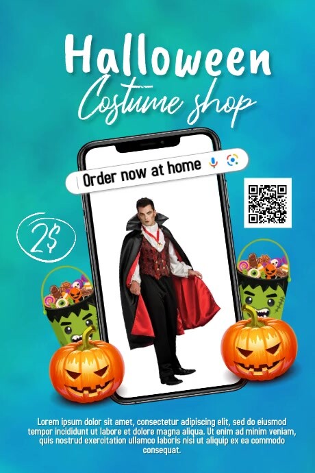 Halloween costumes shop poster Template | PosterMyWall