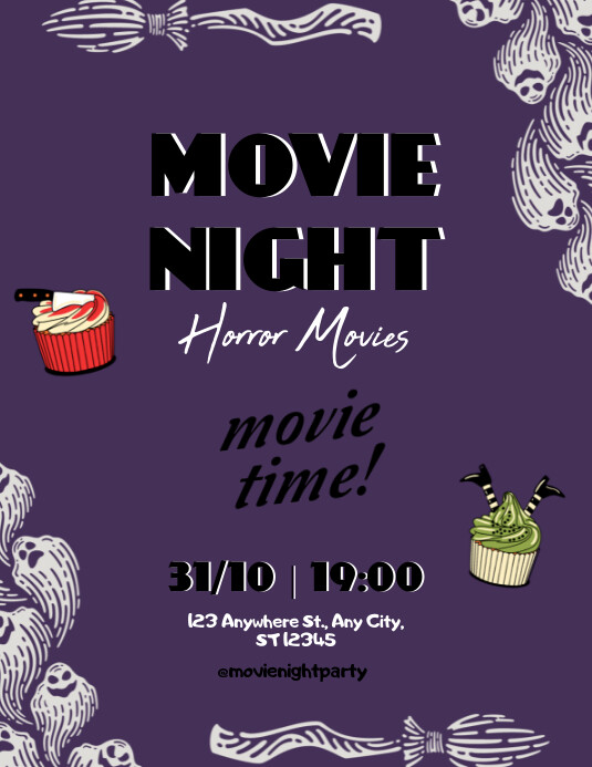 Halloween Cute Movie Night Post Template | PosterMyWall