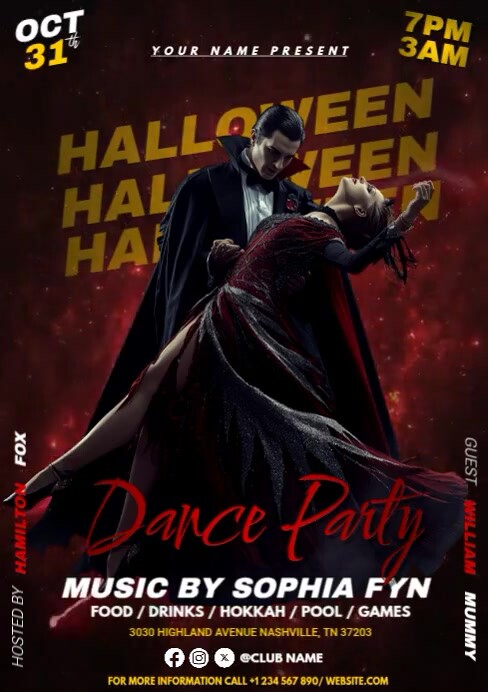 Halloween Dance Party Ffree Template A1 | PosterMyWall