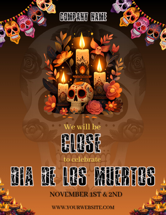 Halloween De los Muertos Holiday Template | PosterMyWall