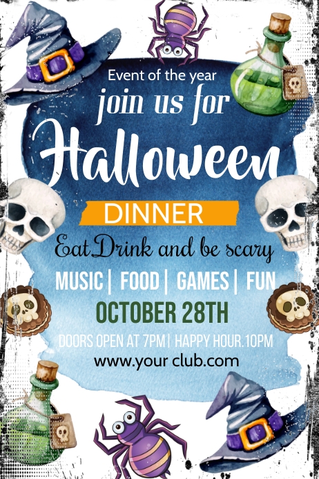 halloween dinner party Template | PosterMyWall