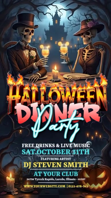 Halloween dinner party invitation template | PosterMyWall