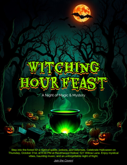 Halloween Flyer – Witching Hour Feast Template | PosterMyWall