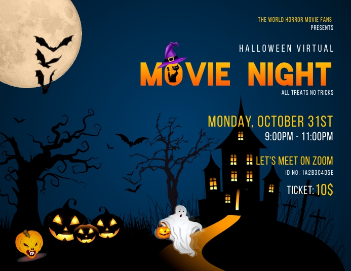 Halloween flyer movie night Template | PosterMyWall