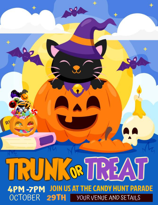 Halloween flyers, Trick or treat flyers, Template | PosterMyWall