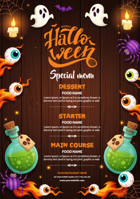 Halloween Food Menu A4 Template | PosterMyWall