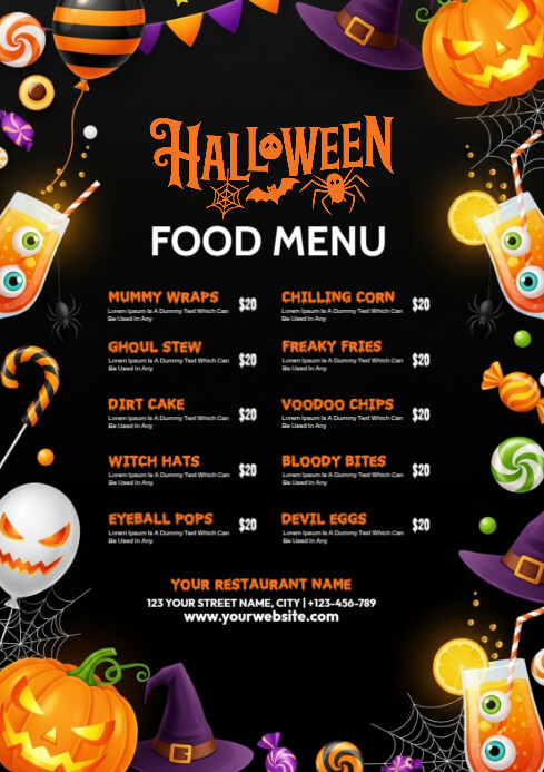 Copy of Halloween Food Menu A4 | PosterMyWall