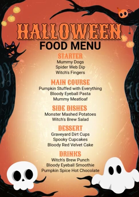 Halloween Food Menu Ads Template | PosterMyWall