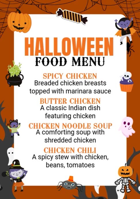 Halloween Food Menu Ads Templat | PosterMyWall