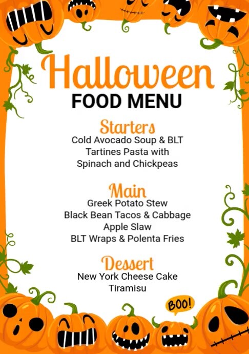 Halloween Food Menu Ads Template | PosterMyWall