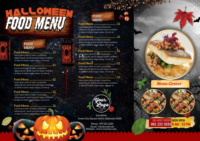 Halloween Food Menu Template | PosterMyWall