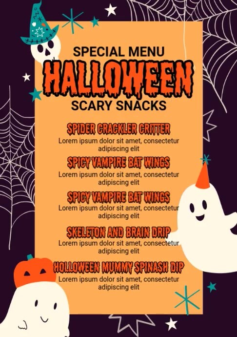 Halloween Food Menu Template | PosterMyWall
