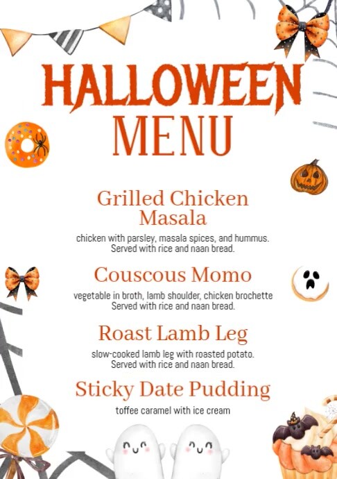 Halloween Food Menu Template | PosterMyWall