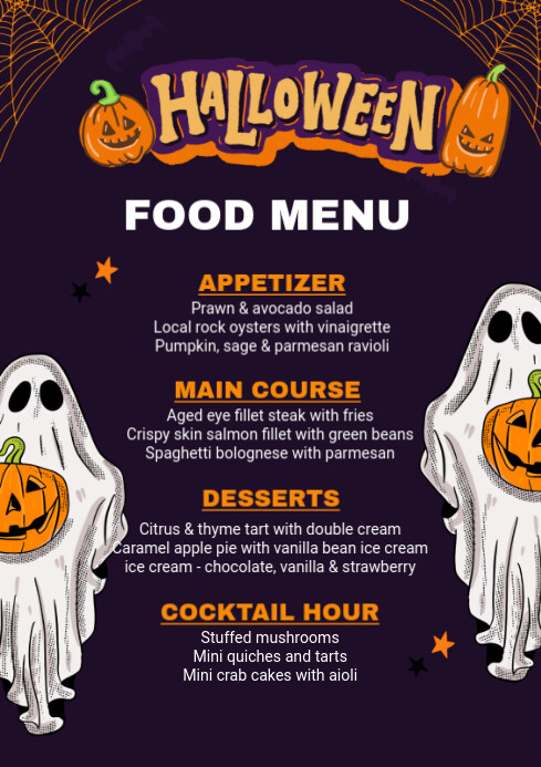 Halloween Food Menu Template | PosterMyWall