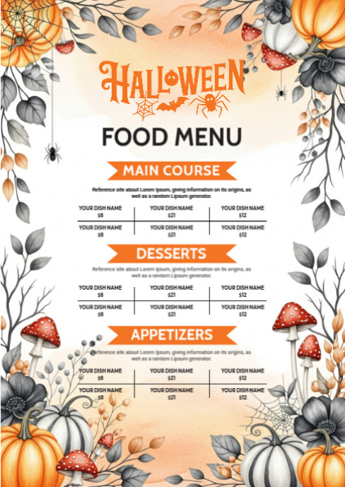 Halloween Food Menu Template | PosterMyWall