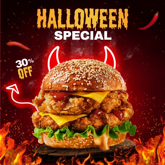 Copy of halloween food menu social media template | PosterMyWall