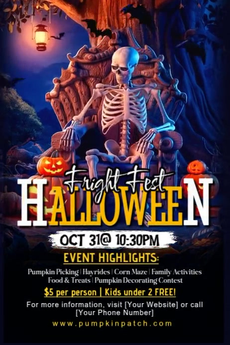 Halloween Fright Fest Party Flyer Template | PosterMyWall
