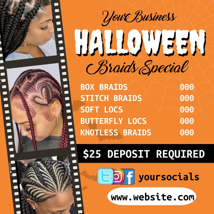 Halloween Hair/Braids Flyer Template | PosterMyWall