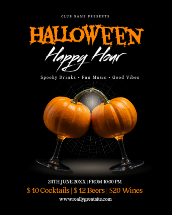 Plantilla de Halloween Happy Hour Poster Template – Spooky Drink ...
