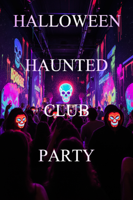 Halloween haunted club flyer Template | PosterMyWall