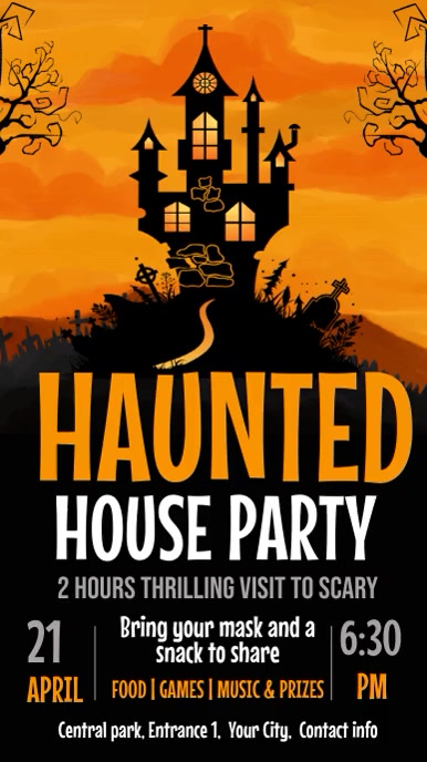 Halloween haunted house Template | PosterMyWall