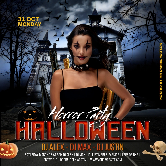 Halloween haunted house instagram ad Template | PosterMyWall