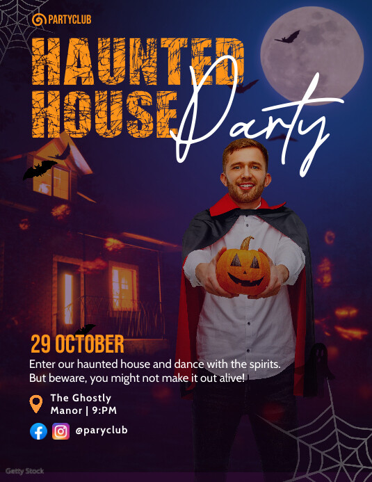 Halloween Haunted House Party Flyer Template | PosterMyWall