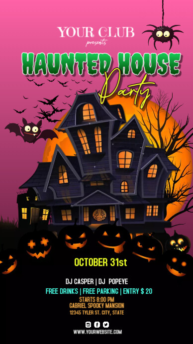 halloween haunted house party instagram story Template | PosterMyWall